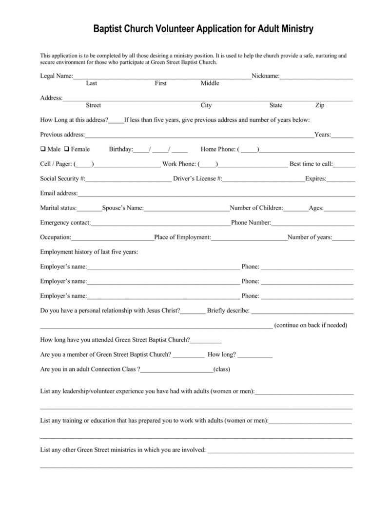 Free Volunteer Application Forms (Templates) - Word, PDF