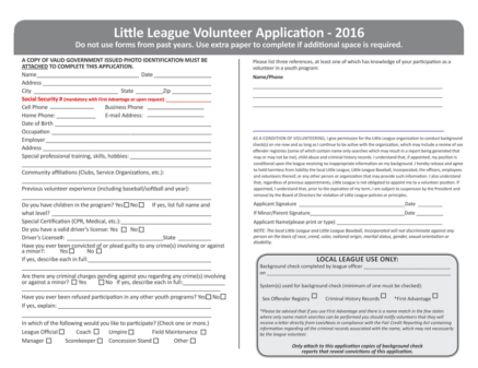Free Volunteer Application Forms (Templates) - Word, PDF