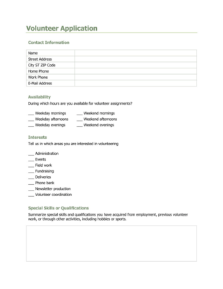Free Volunteer Application Forms (Templates) - Word, PDF