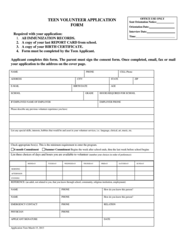 Free Volunteer Application Forms (Templates) - Word, PDF