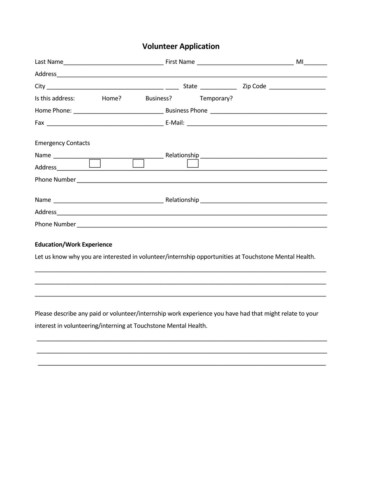 Free Volunteer Application Forms (Templates) - Word, PDF