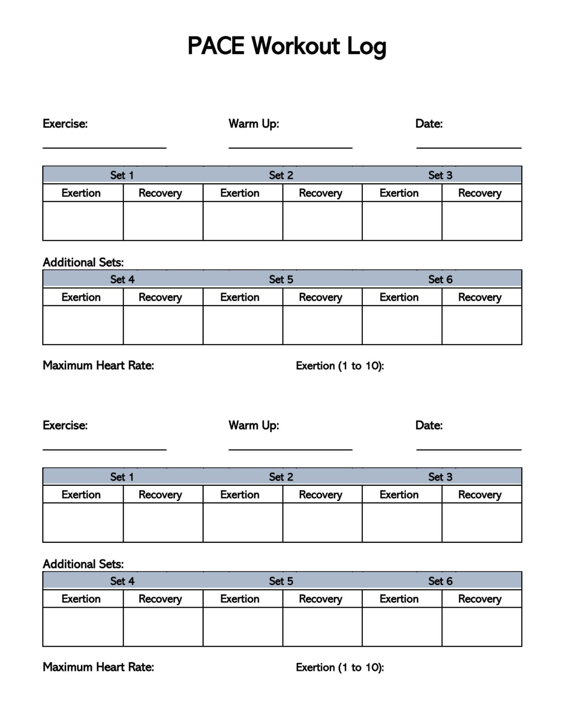 40+ Blank Workout Log Sheet Templates to Track Your Progress