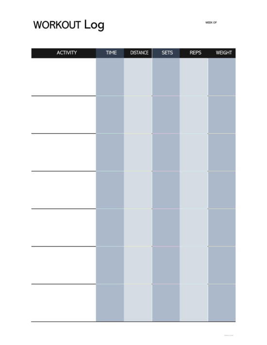40+ Blank Workout Log Sheet Templates to Track Your Progress