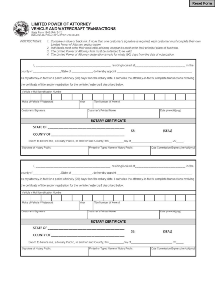 Free Indiana Power of Attorney Forms (12 Types) - PDF | Word