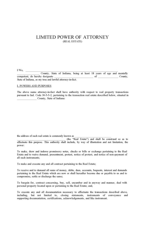Free Indiana Power of Attorney Forms (12 Types) - PDF | Word