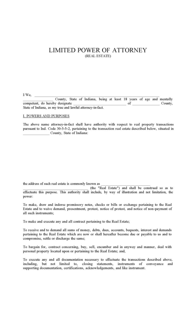 Free Indiana Power of Attorney Forms (12 Types) - PDF | Word