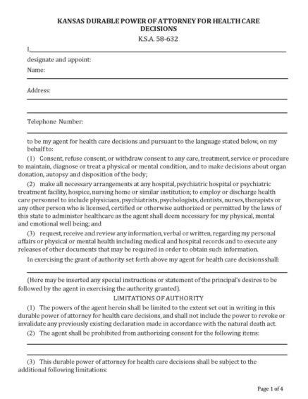 Kansas Power of Attorney Forms | 9 Types (PDF - Word)