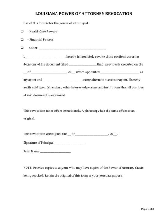 Free Louisiana Power of Attorney Forms | 10 Types