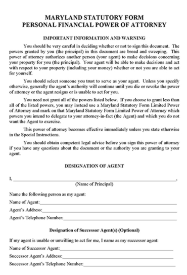 Free Maryland Power of Attorney Forms (10 Types) - PDF | Word
