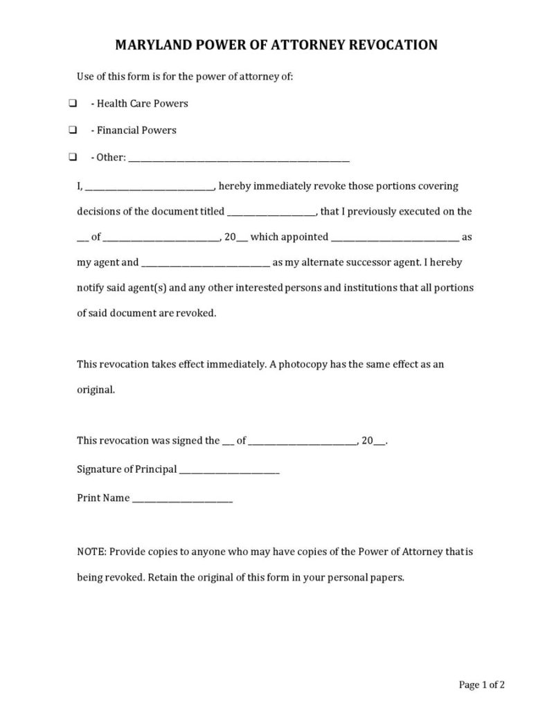 Free Maryland Power of Attorney Forms (10 Types) - PDF | Word