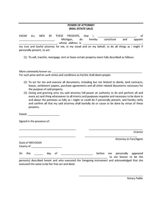 Michigan Power of Attorney Forms | 10 Types | PDF - Word