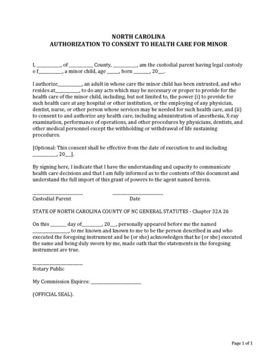 Free North Carolina Power Of Attorney Forms (9 Types)