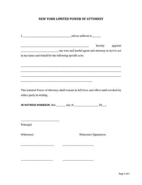 Free New York Power Of Attorney Forms (Types) - PDF | Word