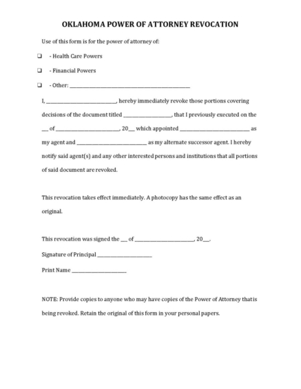 Free Oklahoma Power of Attorney Forms (10 Types)