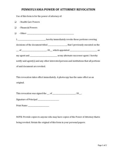 Free Pennsylvania Power Of Attorney Forms (10 Types)