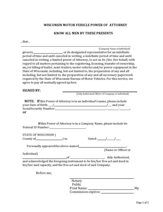 Power of Attorney Wisconsin | 10 Types - Free Forms