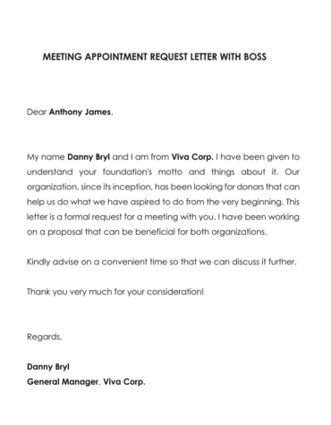 Sample Request Letter for Meeting Appointment with Boss