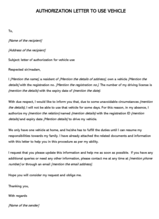 Authorization to Drive Vehicle (Sample Letters & Templates)