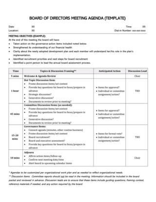 16 Free Board Meeting Agenda Templates (Word - PDF)