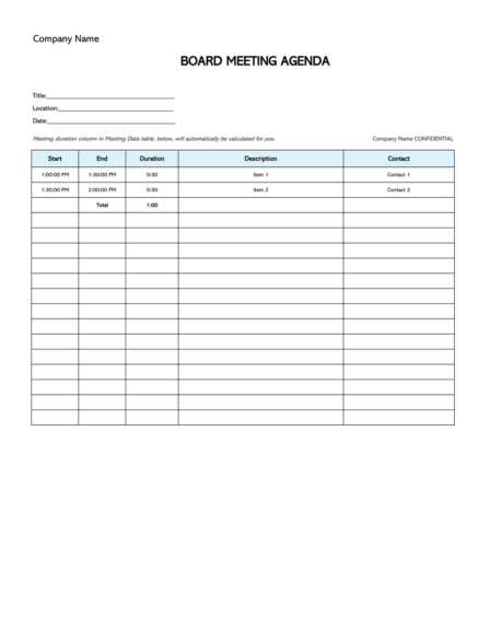 16 Free Board Meeting Agenda Templates (Word - PDF)