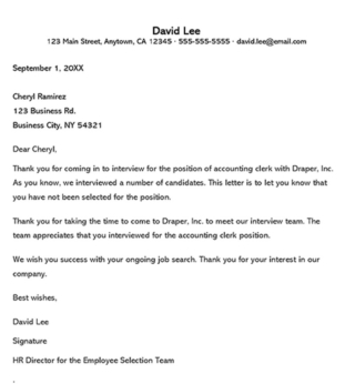 10 Sample Job Candidate Rejection Letters