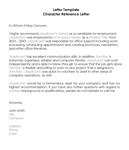 30 Samples of Character Reference Letters (Format & Guide)