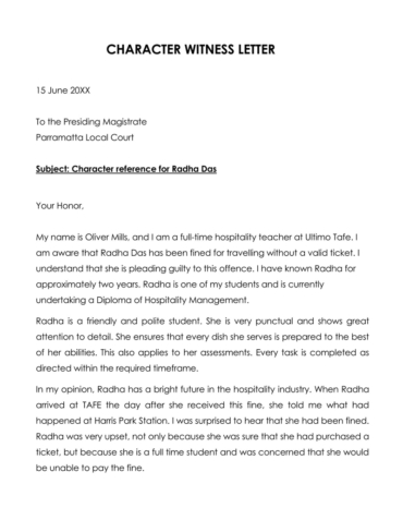 Character Witness Letters for Court (20 Examples)