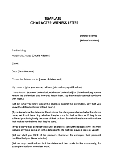 Character Witness Letters for Court (20 Examples)