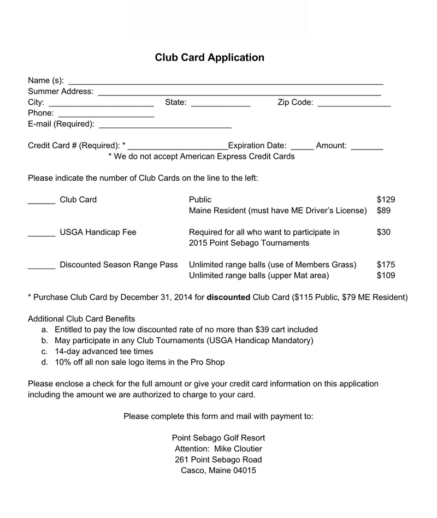 Club Membership Application/Registration Form (Free Examples)