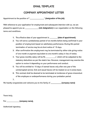 Appointment Letters - Format, Samples, and Examples