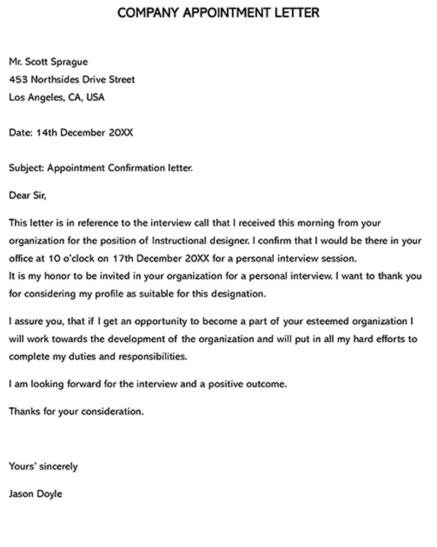Appointment Letters - Format, Samples, and Examples