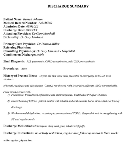 Free Discharge Summary Forms (In General Format)
