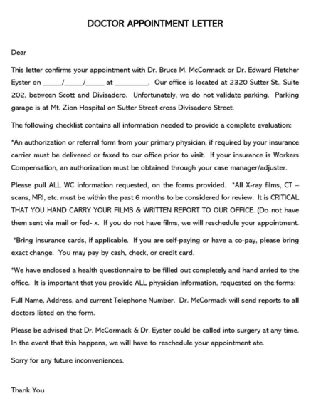 Doctor Appointment: 14 Sample Letters & Examples
