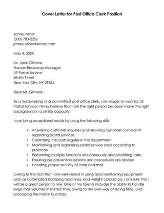 Sample Cover Letters for a Post Office Job (Guide & Tips)