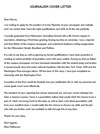 Journalism Cover Letter Examples (Free Templates)