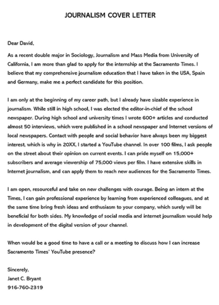 Journalism Cover Letter Examples (Free Templates)