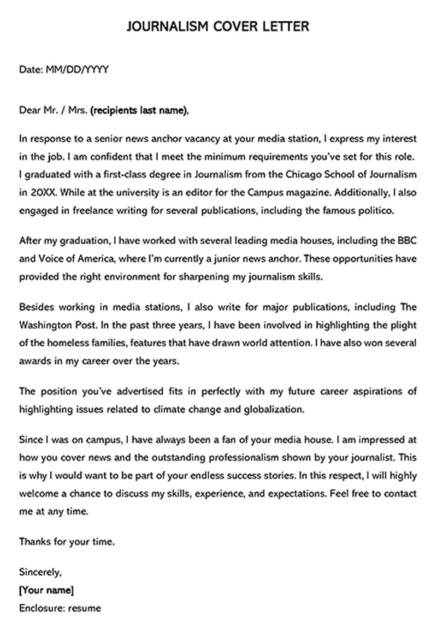 Journalism Cover Letter Examples (Free Templates)