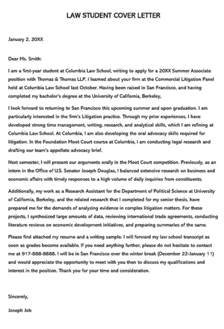 Best Law Student Cover Letter Samples (Email Examples)