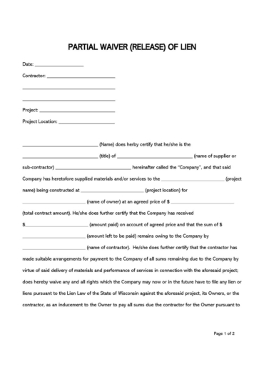 Free Real Estate Lien Release Forms (Word - PDF)