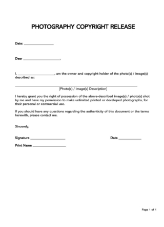 Free Photo Release Forms (Adults & Minors) - Word | PDF