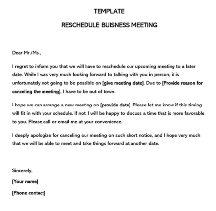 Sample Emails To Reschedule Business Meeting