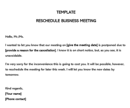 Sample Emails To Reschedule Business Meeting