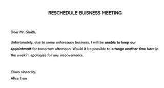 Sample Emails To Reschedule Business Meeting