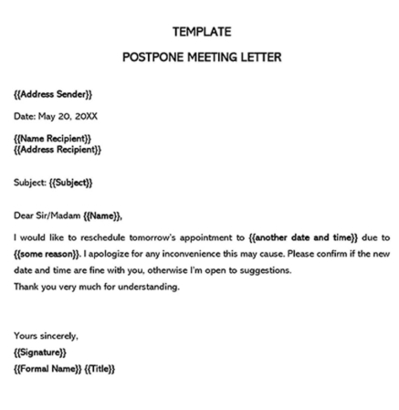 Sample Emails To Reschedule Business Meeting