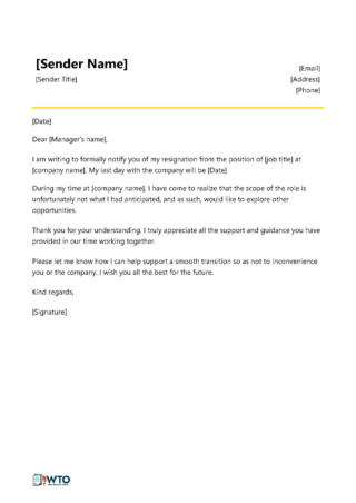 Sample Resignation Letters (for Job That's Not a Good Fit)