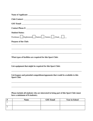 Club Membership Application/Registration Form (Free Examples)
