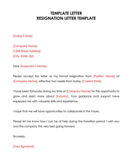 Two Weeks' Notice Resignation Letter (14 Samples)