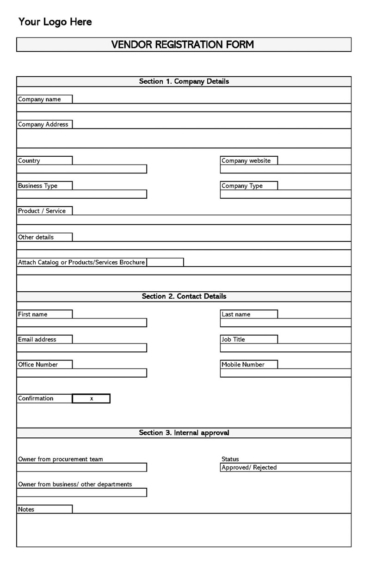 Free Vendor Registration Forms and Templates (Editable)