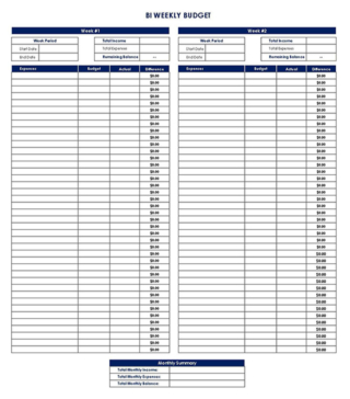 Free Bi-weekly Budget Templates (for Bi-weekly Paychecks)