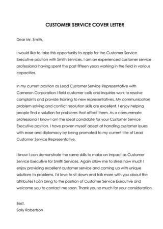 Customer Service Cover Letter Samples (Free Templates)